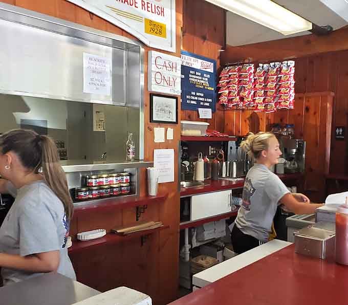 The staff moves with practiced efficiency, turning out orders like a well-oiled machine that never breaks down or slows.