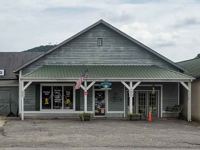 Bikes & Hikes occupies a weathered building that looks like it's been outfitting adventurers since trails were just deer paths.