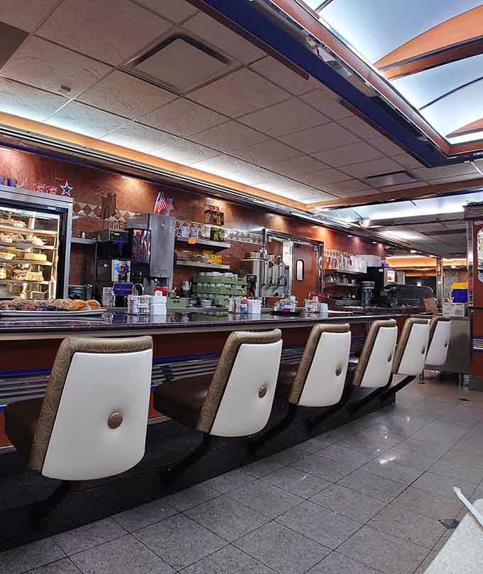 Counter seating offers front-row views of the kitchen action where breakfast magic happens in real time daily.