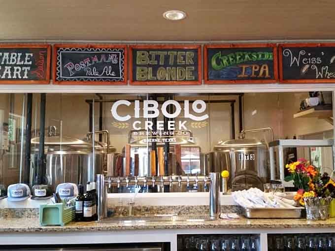 Cibolo Creek Brewing Co. taps line up like soldiers ready to serve, each one offering a different Texas craft experience.