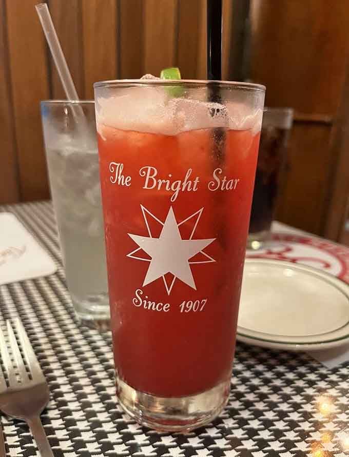 The Bright Star's signature glass holds refreshment that's been cooling down diners since Prohibition finally gave up.
