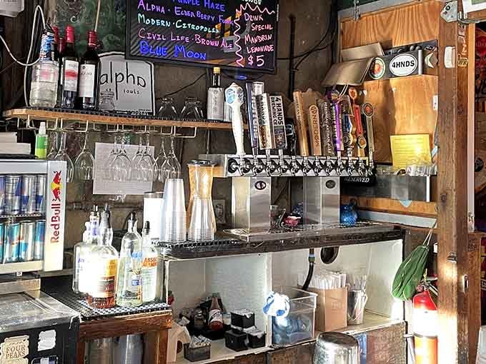 The bar area stocks everything needed to make your evening memorable, one perfectly mixed drink at a time.