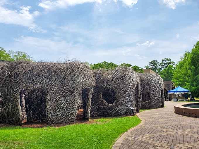 This woven stick sculpture proves that art doesn't need marble or bronze to stop you in your tracks.