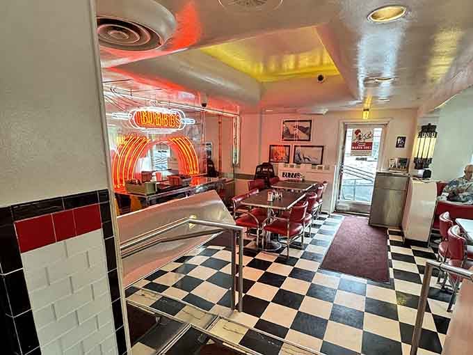 The black and white checkered floor leads you straight to happiness, one delicious step at a time.