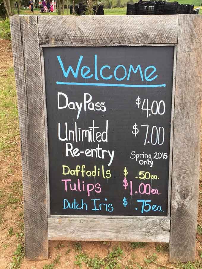 Simple pricing displayed on a chalkboard sign reminds you that beauty doesn't have to break the bank to be worthwhile.