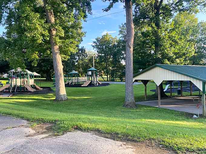 Community parks offer green space and playground equipment where kids can actually play outside like the old days.