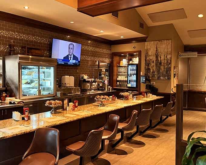 Counter seating with a view into the kitchen, where you can watch professionals turn ingredients into happiness.