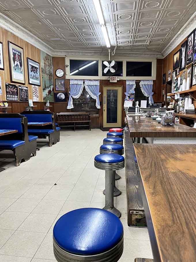 Blue vinyl booths and spinning counter stools create the perfect stage for the most important meal of your day.