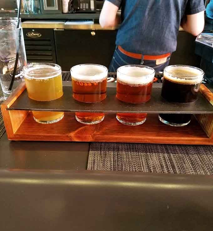 A proper beer flight lets you taste your way through their lineup, because commitment is overrated when exploring new brews.