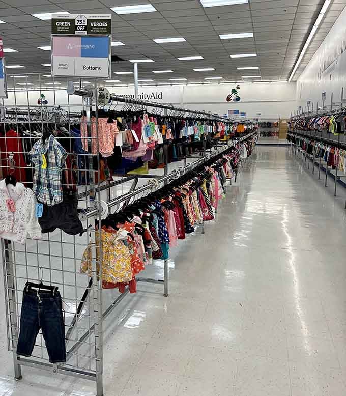 The kids' section where tiny clothes find new tiny humans, because children grow faster than your wallet can handle.