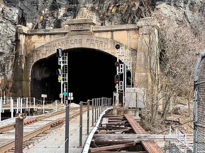 Walking through railroad history while trains still rumble overhead, because Harpers Ferry doesn't believe in choosing between past and present.