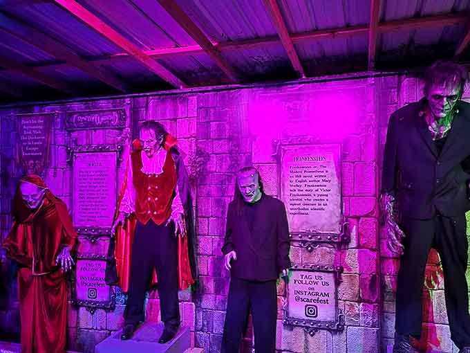 Dracula and Frankenstein pose together like old friends, which makes sense since they've been scaring people for literal centuries now.