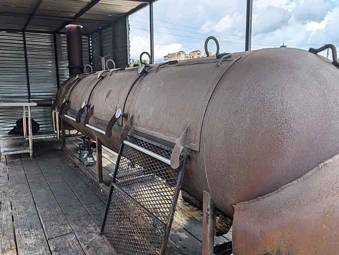 This massive smoker works harder than most of us ever will, turning raw meat into edible poetry daily.
