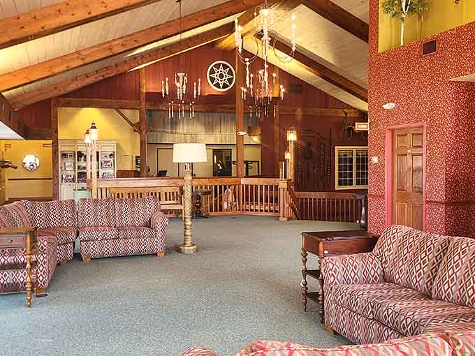 The inn's cozy lounge area where you can rest between meals and plan your next pie strategy.