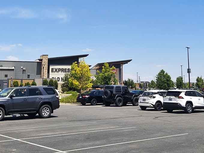 Parking lots filled with treasure hunters who drove here specifically to save money while spending it.