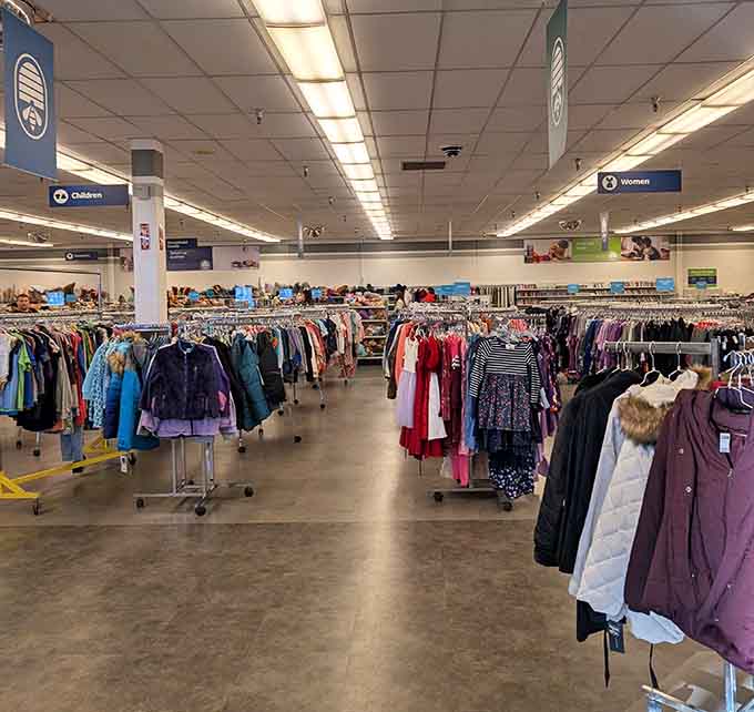 Clothing racks organized by category make shopping here feel more boutique than bargain bin, honestly.