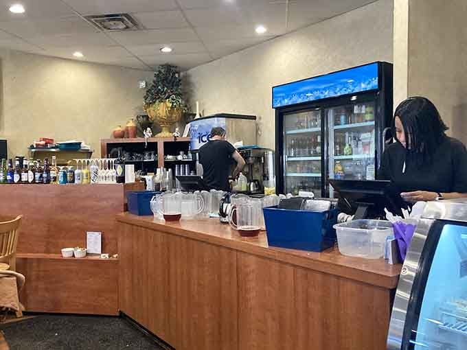 The counter area where sandwich magic happens and where your order transforms from possibility into delicious reality.