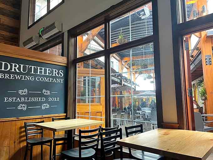 Natural light flooding the dining room through those massive windows makes everything look even more appetizing somehow.