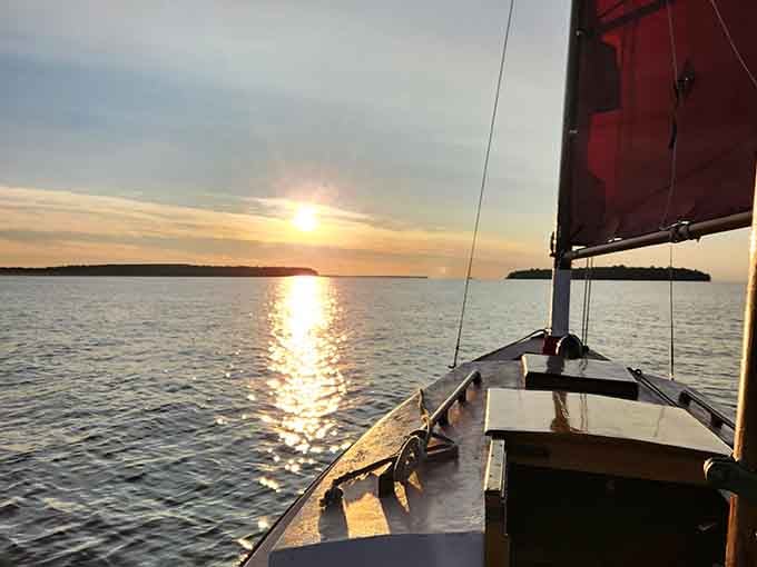 Sunset sails on Eagle Harbor offer front-row seats to nature's nightly performance, no reservations required.
