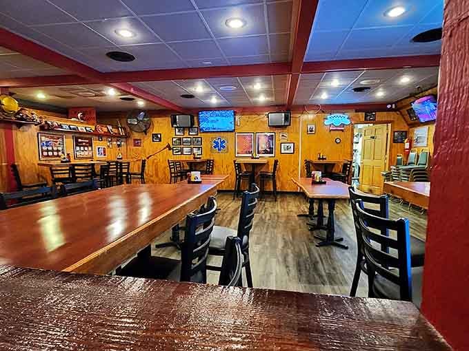 Multiple TVs and cozy seating prove you can watch the game and enjoy great food simultaneously.