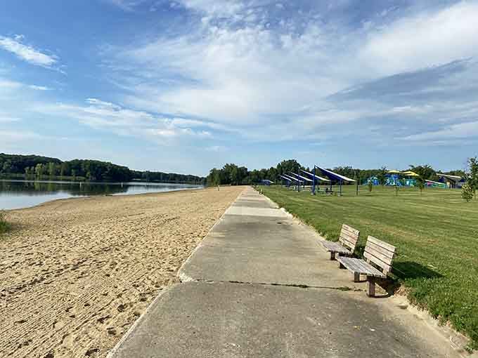 Bluebell Beach provides sandy shores and swimming without the drive to Lake Michigan or tourist crowds.