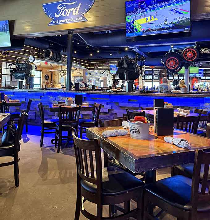 When your dining room doubles as an automotive museum, every meal becomes an adventure worth remembering.