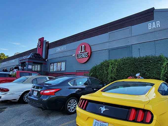 JD Legends draws a crowd, and that yellow Mustang out front suggests someone's having their best night ever.