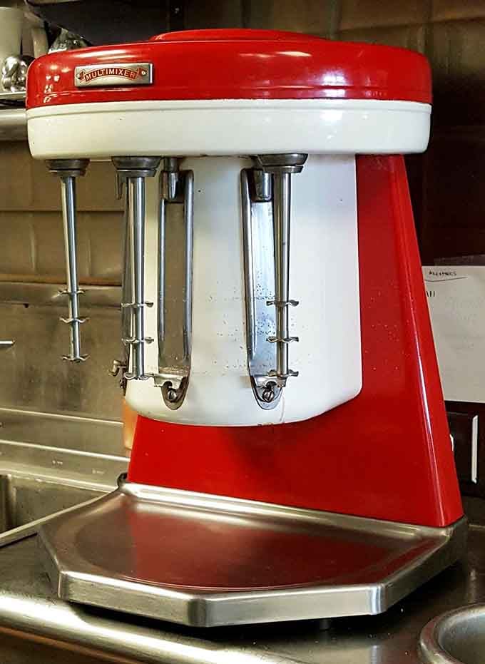 A vintage Multimixer that's probably whipped up more milkshakes than you've had hot dinners in your lifetime.