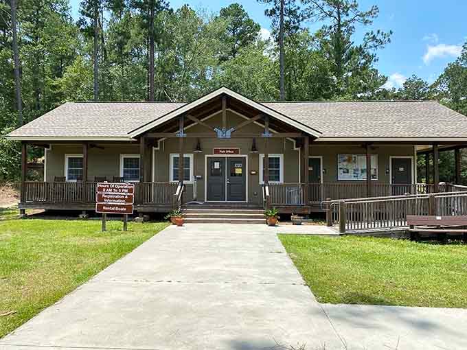 The park office welcomes visitors with Southern hospitality and all the information you'll need for adventure.