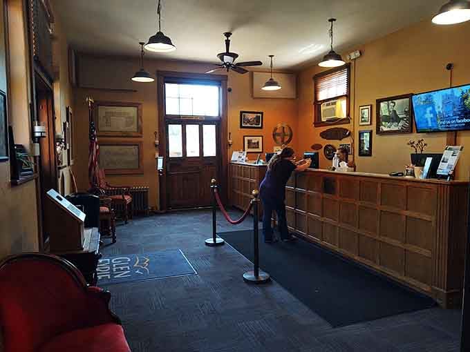 The lobby welcomes guests with warmth and character, setting the tone for your entire castle adventure ahead.