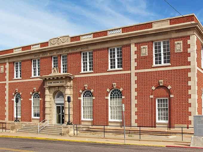 The post office's neoclassical brick grandeur proves that even government buildings once had serious architectural ambition.