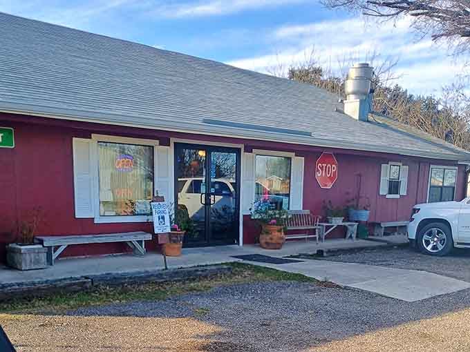 The entrance promises rustic charm and delivers on that promise before you even taste the food.