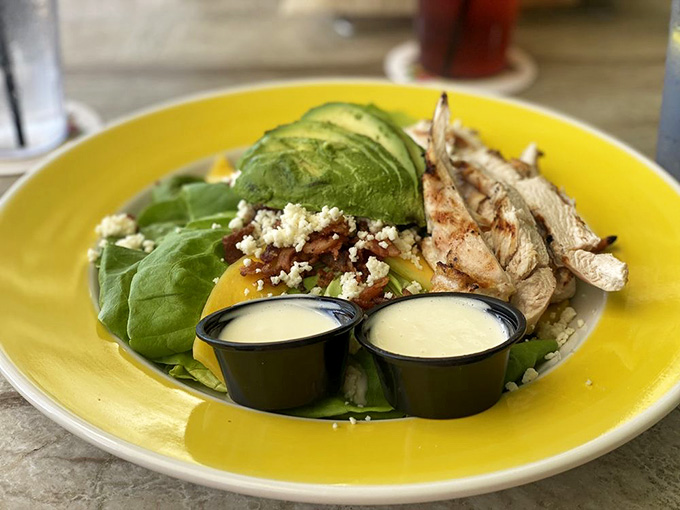Grilled chicken salad with avocado and bacon, because sometimes healthy eating looks this good and tastes better.