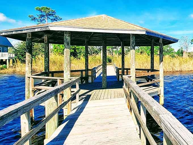 Peaceful fishing platforms dot the lakes, perfect for catching bass or just catching your breath.