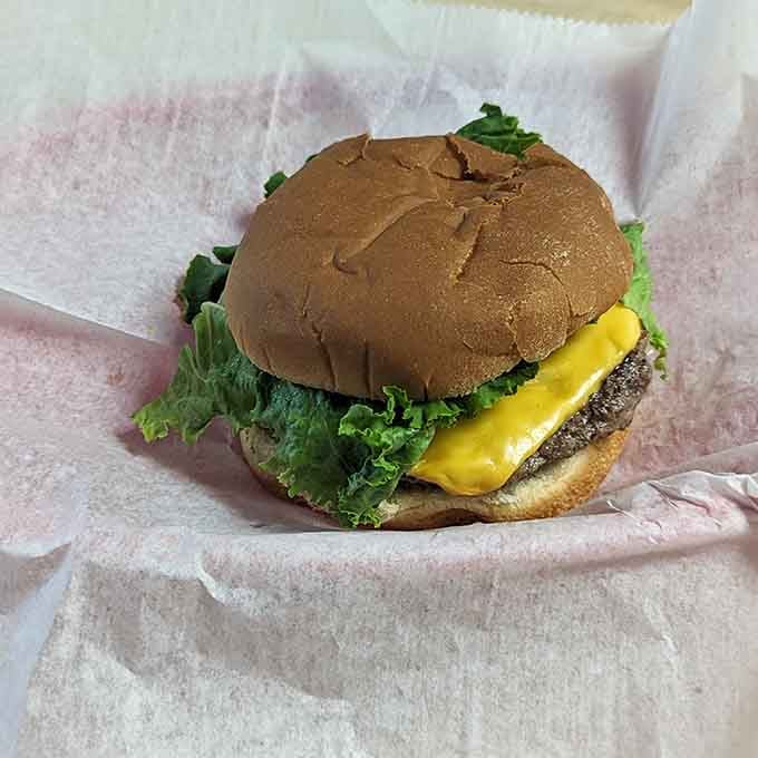 A classic cheeseburger that looks exactly like what you've been craving since last Tuesday afternoon.