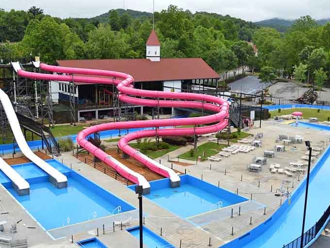 Water slides this pink and twisty make you wonder if Bavaria secretly invented summer fun all along.