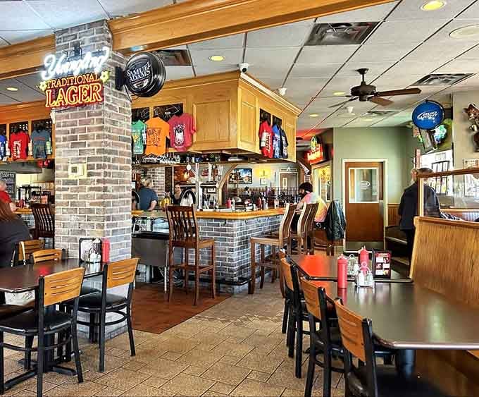 The bar area where locals gather like old friends, because in many cases, that's exactly what they are.