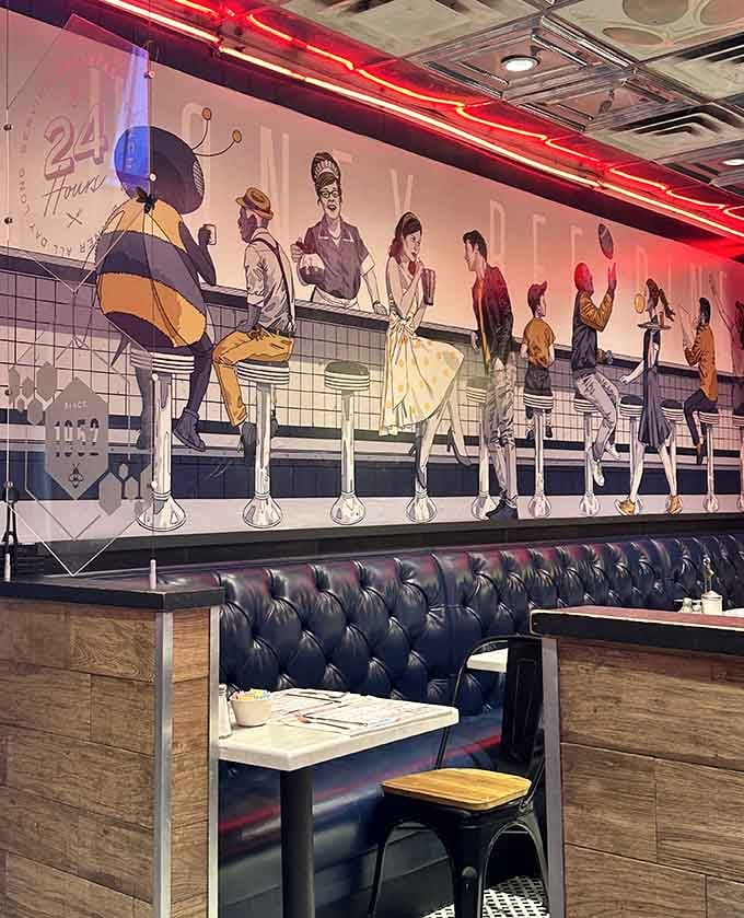 Booth seating so comfortable you might forget you have other places to be today, and that's perfectly fine.