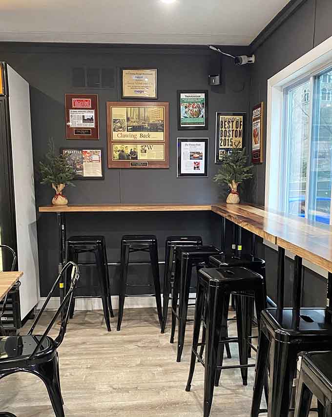 Cozy indoor seating with awards on the wall&mdash;those framed accolades aren't lying about the quality you're about to experience.