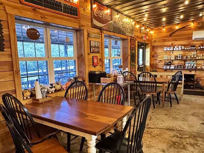 Natural light streaming through those windows makes everything taste better, including award-winning smoked meats and sides.