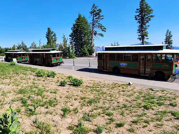 Crater Lake Trolley tours bring vintage charm to one of nature's most spectacular destinations nearby.