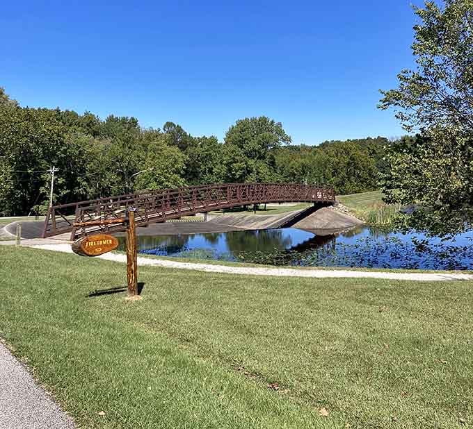 This charming footbridge proves that even getting from point A to point B can be scenic when you're not stuck in traffic.