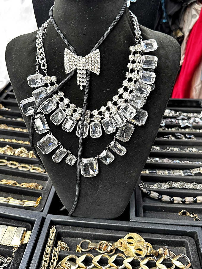 Statement necklaces that demand attention and start conversations, because subtlety is overrated when you're treasure hunting anyway.