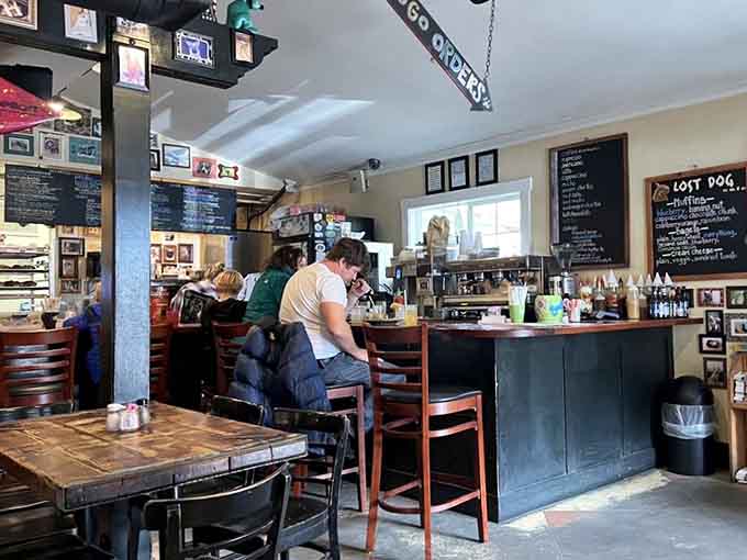 The counter area where magic happens and orders fly, with chalkboard menus guiding your delicious destiny today.