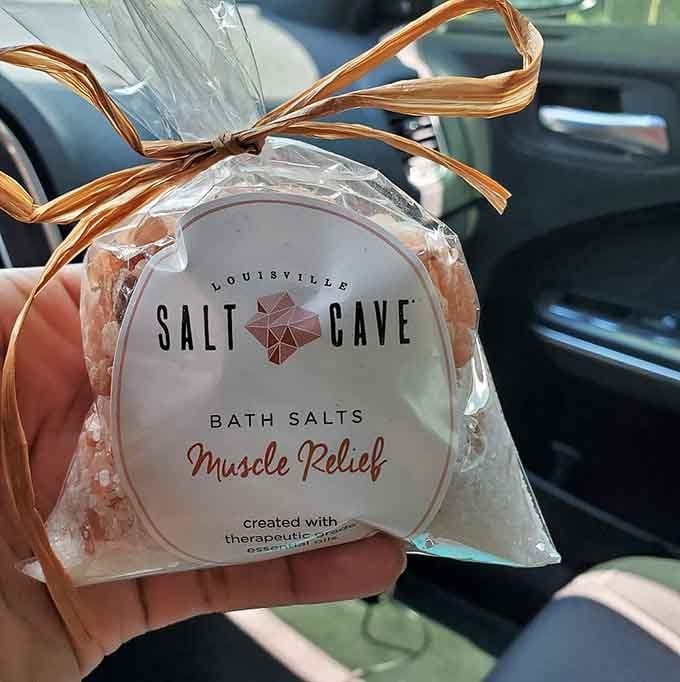 Bath salts for muscle relief that you can actually take home, extending your salt therapy beyond the cave walls.