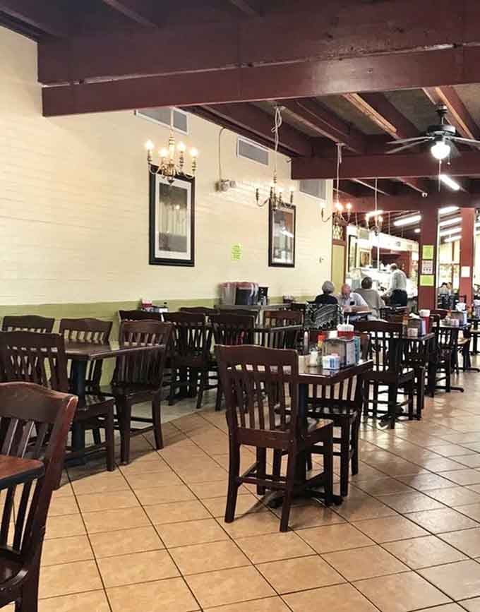 The spacious dining room means plenty of elbow room for your inevitable return trips to the buffet.