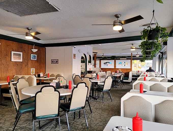 The casual dining room with its mix of booths and tables creates that welcoming neighborhood restaurant vibe everyone craves.
