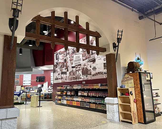 Historical photos remind you this cheese castle has been feeding travelers longer than most rest stops existed.