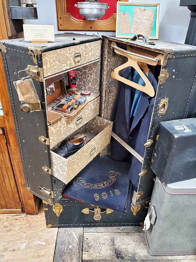 This wardrobe trunk is fancier than most modern closets, complete with hangers and drawers for the well-dressed traveler.