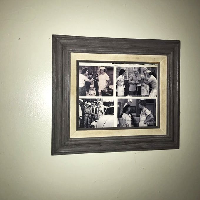 Vintage photographs whisper stories of customers past, proving good food creates lasting memories worth framing.
